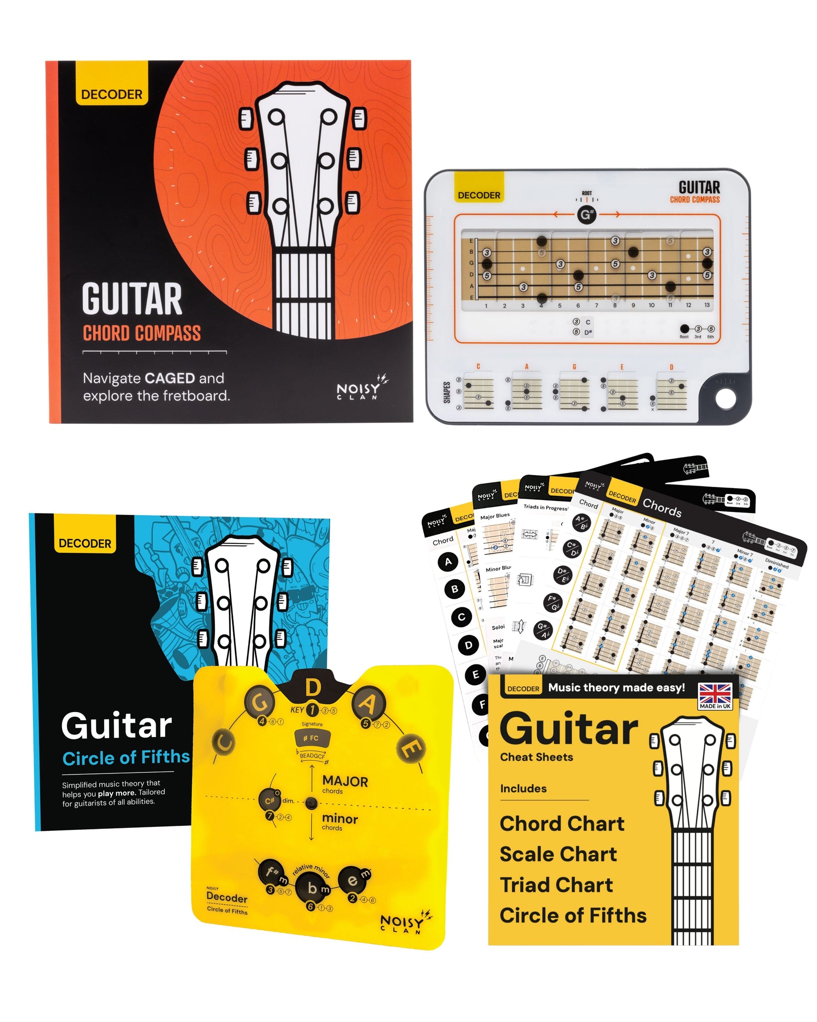 FBM - Guitar Bundle 3 (Cheat Sheet + COF + Chord Compass) – Noisy Clan